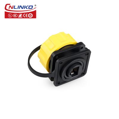 China YM24 RJ45 Waterproof Connector Plug Front Panel Mount Ethernet RJ45 Socket Connector for sale