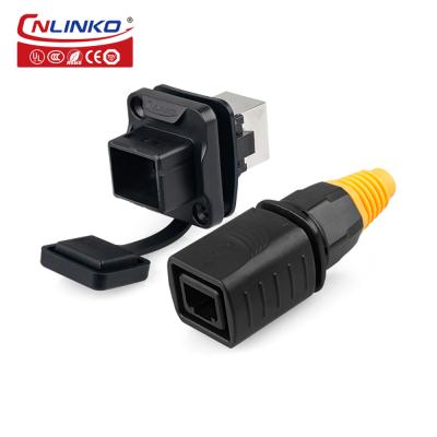 China IP67 Waterproof RJ45 Connector Plug to Socket Panel Mount Connector RJ45 Network Cable RJ45 Male Cat6 Connector for sale