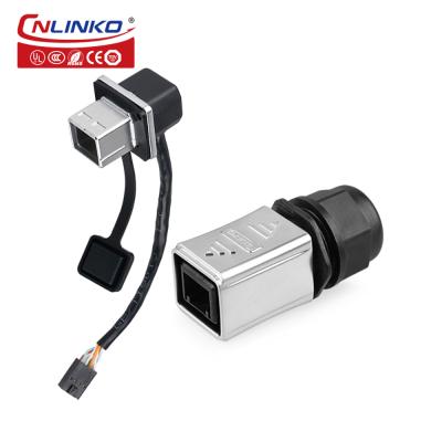 China CNLINKO 8P8C RJ45 Connector Shield Cat6 RJ45 Socket Waterproof RJ45 Connector with Dust Cover for sale
