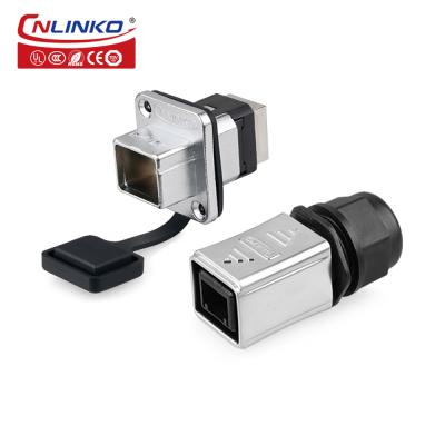 China CNLINKO 8P8C RJ45 Connector Shield Cat6 RJ45 Socket Waterproof RJ45 Connector with Dust Cover for sale