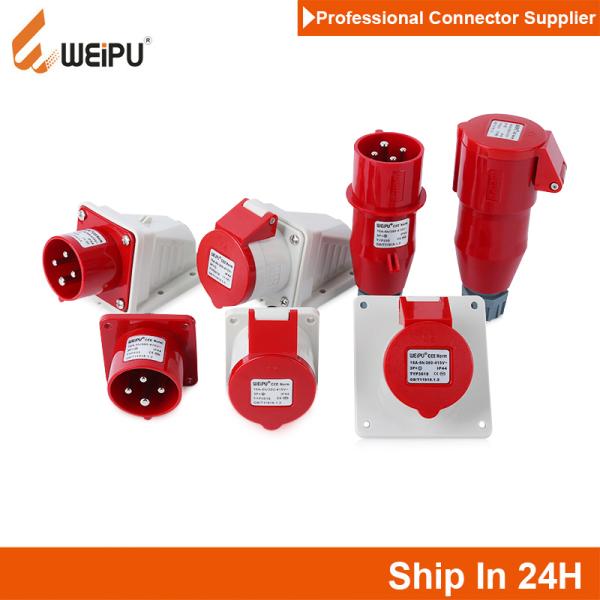 Quality Weipu TYP Industrial Plug Socket 16A-32A Red 4Pin IP44 for sale