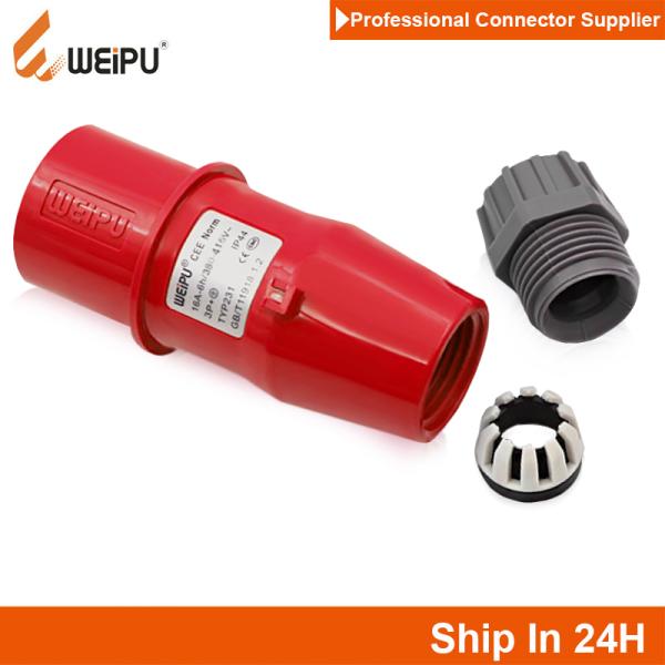 Quality Weipu TYP Industrial Plug Socket 16A-32A Red 4Pin IP44 for sale
