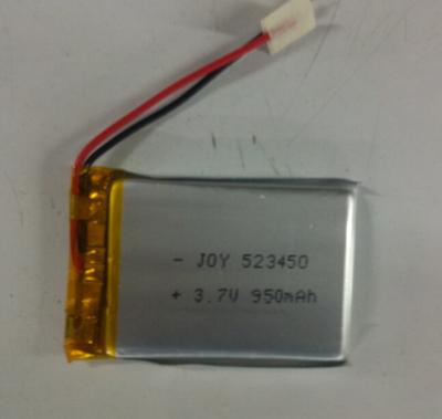 China 3.7V 950mAh 523450 Lithium Polymer Battery For Automotive Tracking Device for sale
