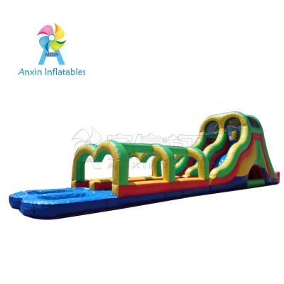 China Rainbow colors Giant adult inflatable water slide pool game with best material1000D Vinyl for sale