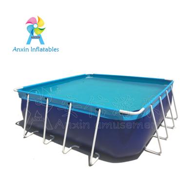 China outdoor durable blue Portable  Above ground rectangular steel metal frame swimming pool for water park for sale