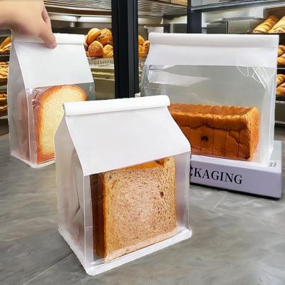 China Custom MOQ 1000pcs Clear Paper Stand-Up Bread Packaging Bags Self-Supporting Transparent Bakery Storage Pouches for sale
