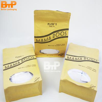 China MOQ 100 Digital Printing Customized Logo Flat Bottom Bag with Zipper and Window for Packing Tea, Coffee, Nuts for sale