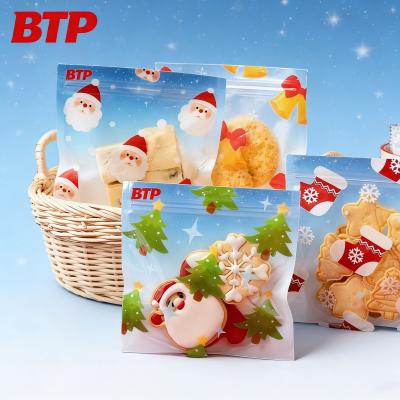China Christmas New Year Food Snack Candy Cookie Moisture Proof Laminated PET/CPP Zipper Plastic  Bag with Window Digital Printed for sale