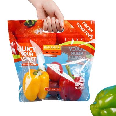 China Custom Ventilated Produce Handheld Bag with Food-Grade Material and Gravure Printing for Fresh Vegetable & Fruit Packaging for sale