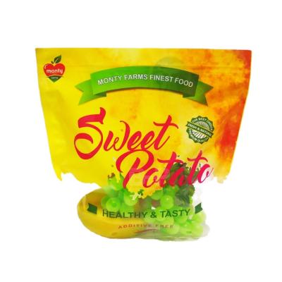 China Custom Logo Transparent Cherry Grape Fruit Stand up Pouch with Zipper and Handle Recyclable Plastic Packaging Bags for sale