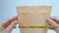 Custom Kraft Paper Pouches Stand Up Window Bags