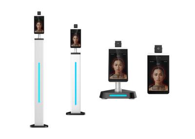 China Material infrarrojo del acero inoxidable de la temperatura del reconocimiento de cara del termómetro del cuerpo en venta