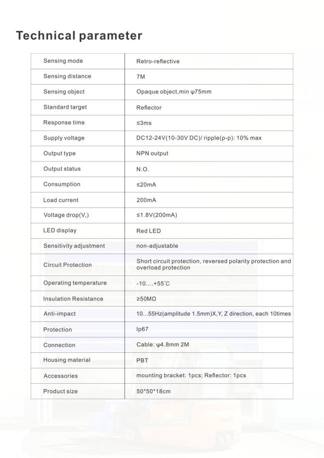 Refletive Photoelectric Sensor for Gate Opener System