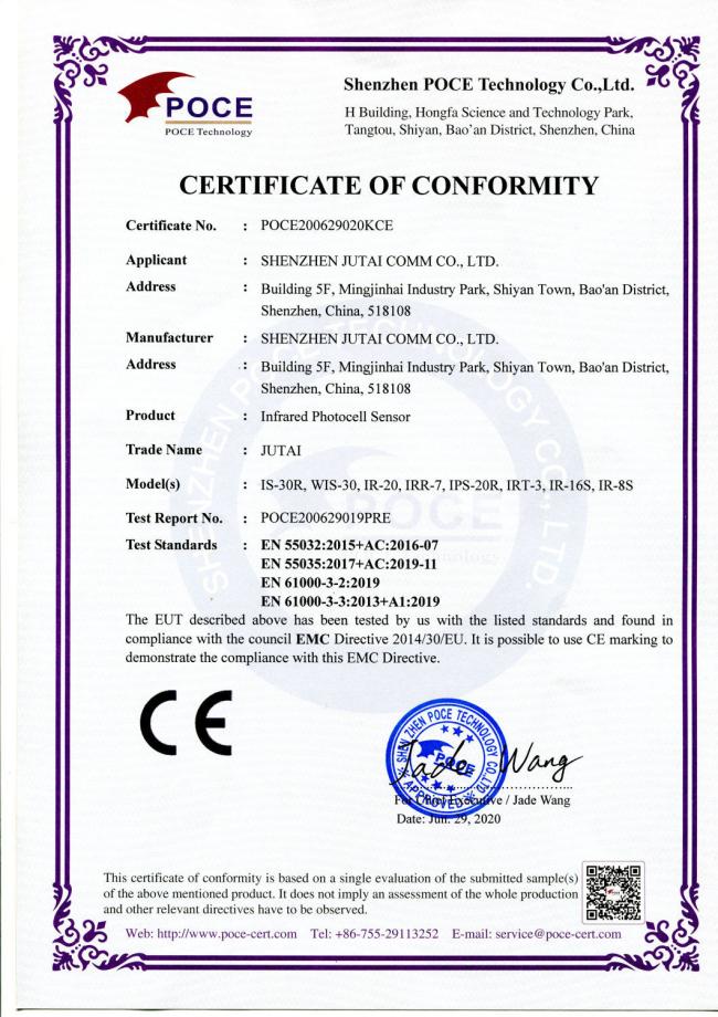 Infrared Reflective Photocell Sensor with 7m Detection Range Used for Door Safety