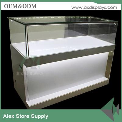 China Wood/ glass/MDF mobile phone accessories counter display design showcase display for sale