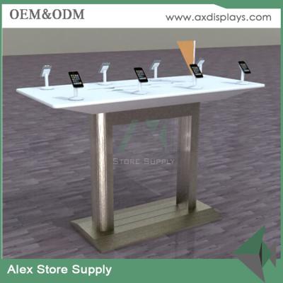 China Shopping mall wood MDF cell phone display table shop display mobile phone stand for sale
