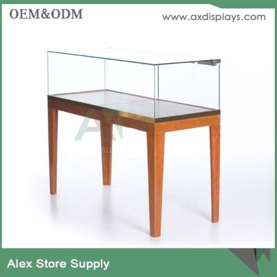 China jewelry shop counter design stainless steel jewelry showcase with lock wooden showcase for sale