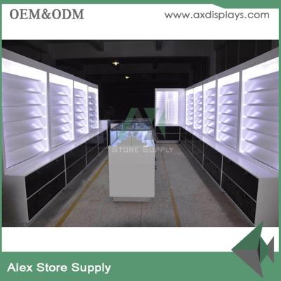 China Wood showcase retail mobile phone shop interior design cabinet display for sale