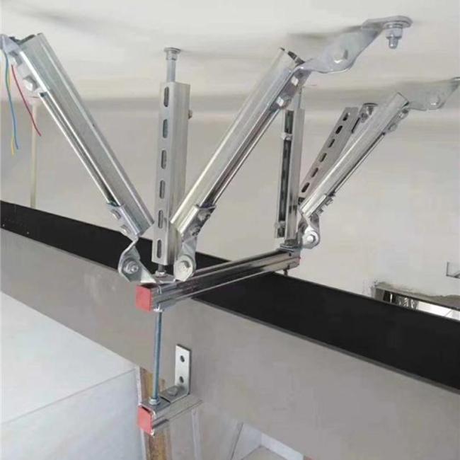 Galvanized steel seismic support bracket installation example