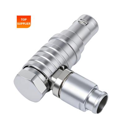 China BEXKOM push pull self-lcoking FHG B Series Size 1  2-16 pins brass chrome plated shell gold plated contact PPS/PEEK insulator IP50 waterproof right angle male plug for sale