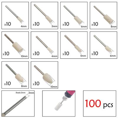 Cina Lucidatrice per gioielli con gambo da 3 mm, mola per lucidatura da 100 pezzi in vendita