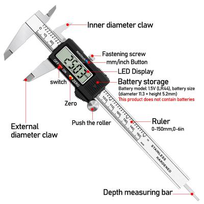 Cina Acciaio inossidabile elettronico 0-150mm a 6 pollici Digital Vernier Caliper in vendita