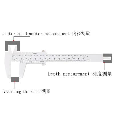 Cina 0-150 mm Lineo di misura doppio piede pinza Vernier in plastica in vendita