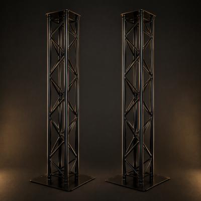 China 4-Tube Box Truss Lighting Truss Tower with Matte Black Powder Coat & Square Base Plate for Stage Lighting Support for sale