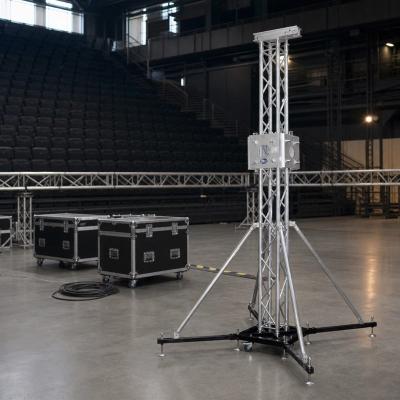 China 6m Ground Support Aluminium Stage Truss with 500kg Load Capacity and Sliding Sleeve Block for Line Array Lighting for sale