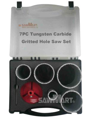 7 pcs tungsten carbide grit hole saw kit masonry tile