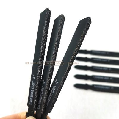 China Tungsten Carbide Gritted Jig Saw Blade T-Shapc in Bulk 100mmX75x8,Grind tiles and clean up crevices,Reciprocating  Saw for sale