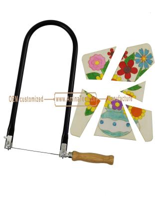 China 5" U Tube Fret Saw Frame with Wooden Grip for junior students to learn and practise paint board carving and pa for sale