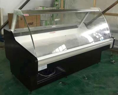 China Stainless Steel Curve glass cold Deli Display Cooler for freash meat for sale