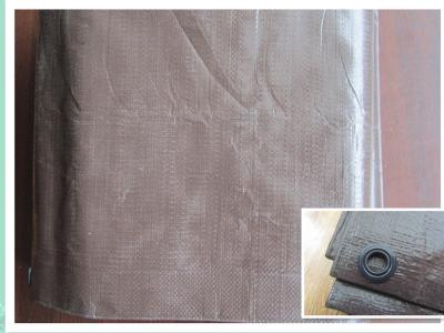 China 220gsm bruin geteerd zeildoek met plastic oogjes Te koop