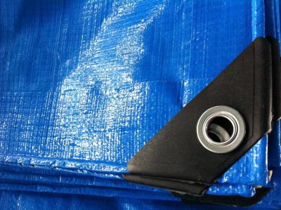 China 160gsm blue color plastic tarpaulins with matel eyelets reinforced corners en venta
