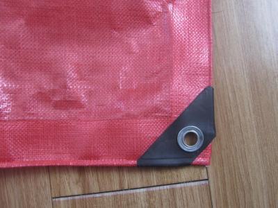 China 200gram red pe tarpaulin uesd for tent,black corner reinforced for sale