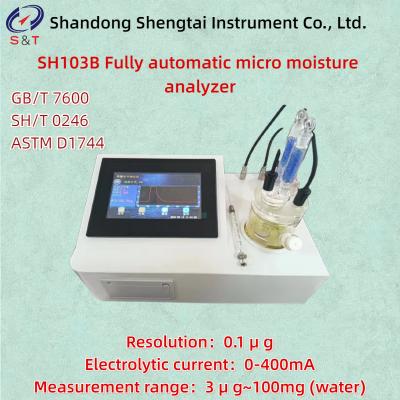 China Analista de microhumedad de lubricantes totalmente automático ASTM D1744 Resolución de la ley de Coulomb 0.1μG en venta