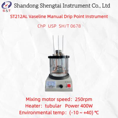 Chine Appareil manuel de point de goutte de vaseline avec tube à essai en verre de 110 mm, moteur de mélange à 250 tr/min et chauffage de 400 W à vendre