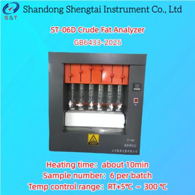 China 6 samples Crude Fat Analyzer Soxhlet Extraction RT+5℃ ～ 300℃ 500W GB6433 for sale