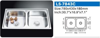 China Large Electroplated 201 Stainless Steel Kitchen Sink Double 2 Compartment for sale