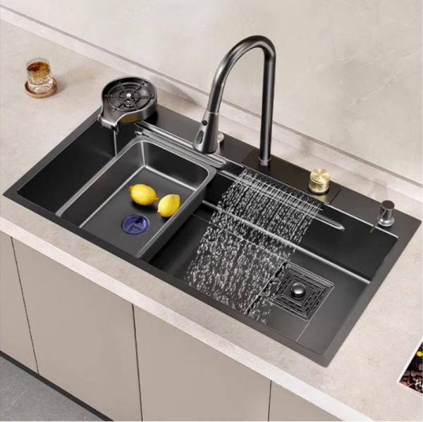 Quality Household Kitchen Drop In Workstation Sink Flying Rain Waterfall 30 Inch With Faucet for sale