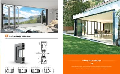 China Foldable Sliding Aluminium Doors And Windows Tempered Glass For Shop Waterproof for sale