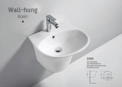 China Ceramic Bathroom Sanitary Ware Wall Hung Semi Ped Basin Sink For Hand Washing for sale