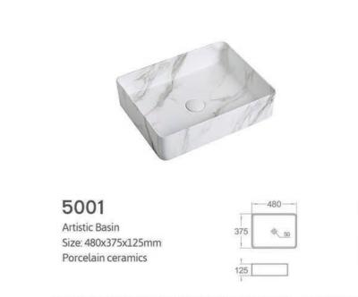 China Marble Look Textured Bathroom Sanitary Ware Art Ceramic Engineered Wash Basin for sale