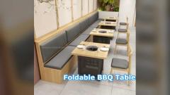 Grill Round Foldable BBQ Table Stainless Steel Restaurant Barbecue Table Korean BBQ Grill Table Barb