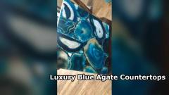 Custom Polished Semi Precious Stone Panel Solid Surface Natural Blue Agate Stone Slabs