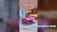 Elegant Modern Design Reception Desk Luxurious Stone-Finished Hotel Lobby Front Desk for Gym & Schoo