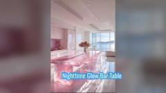 Sleek Luxury Bar Nighttime Glowing Focal Point Transparent Resin Island Square Table Perfect for Hot