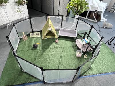 China Aluminium Detachable Pet Playpen Transparent Cat Kennel House Dog Fence Pen Detachable for sale