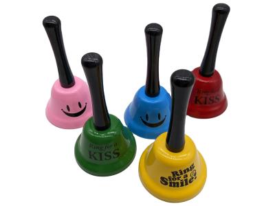 China 120g Custom Logo Handle Desk Bell Kiss Call Bell Schattige Party Toy Ring voor Hand Bell Te koop